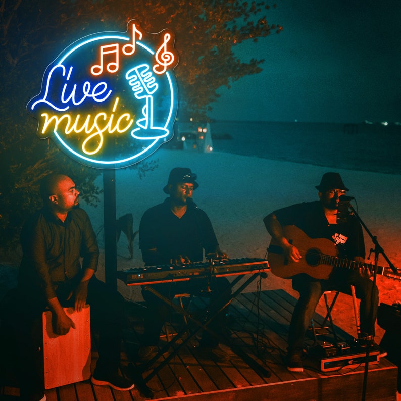Live Music Neon Sign, Party Neon, Studio Lights, Neon Light Sign, DJ ...