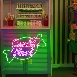Candy Store Neon Sign, Candy Shop Led Sign, Candy Shop Decor, Candy ...