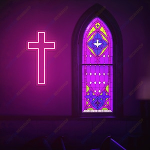Cross Neon Sign, LED Cross Sign Light, Neon Cross Sign, Red Neon Cross ...