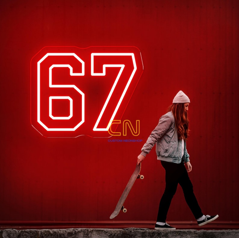 67 LED Neon Sign, Game Room Decor Wall, Viral Trend Decor Sign ...