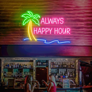 Always Happy Hour Neon Sign, Summer Bar Sign, Custom Neon Sign ,party ...