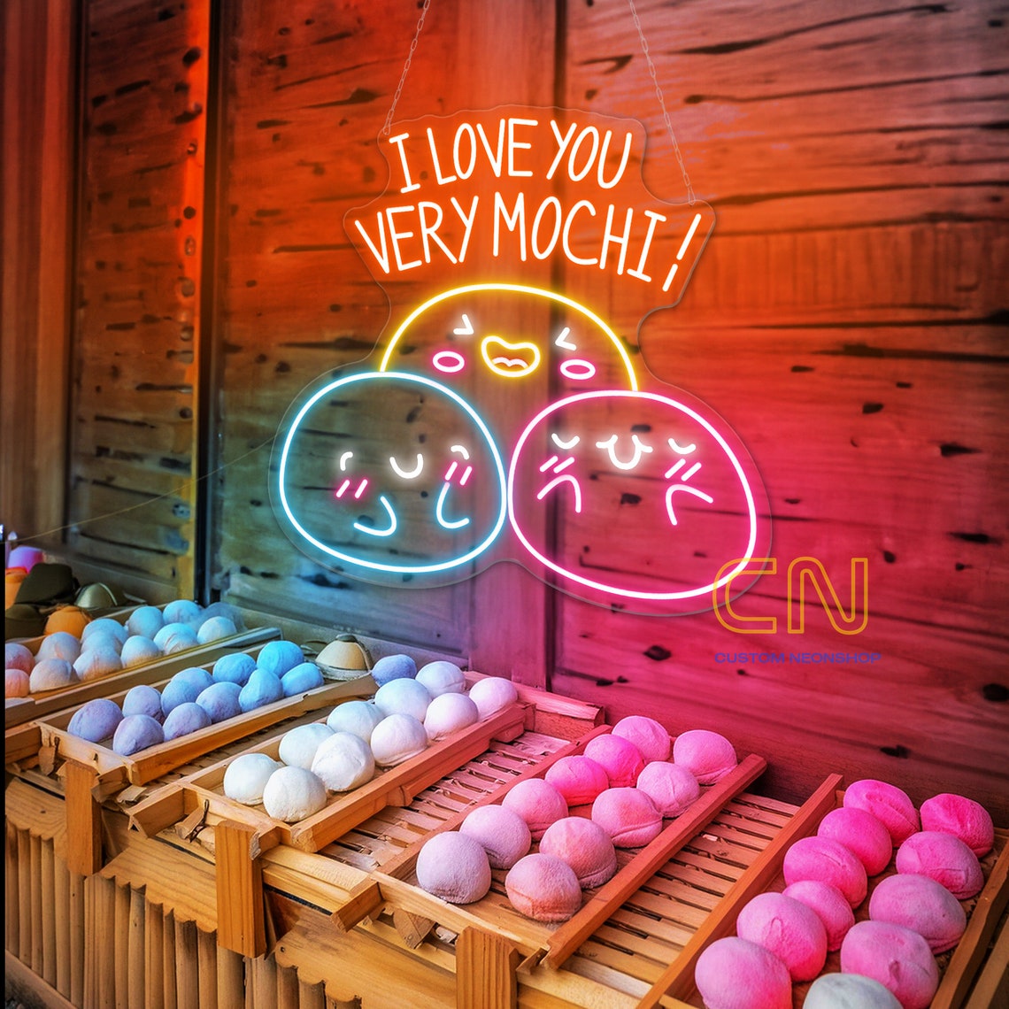 I Love You Very Mochi Neon Sign, Mochi Neon Sign, Mochi Decor Sign ...