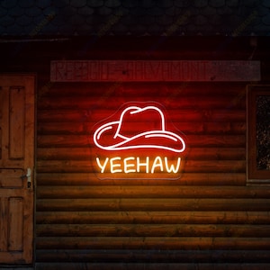 Yeehaw Neon Sign, Cowboy Hat Neon Sign, Cowboy Hat Wall Decor, Custom ...