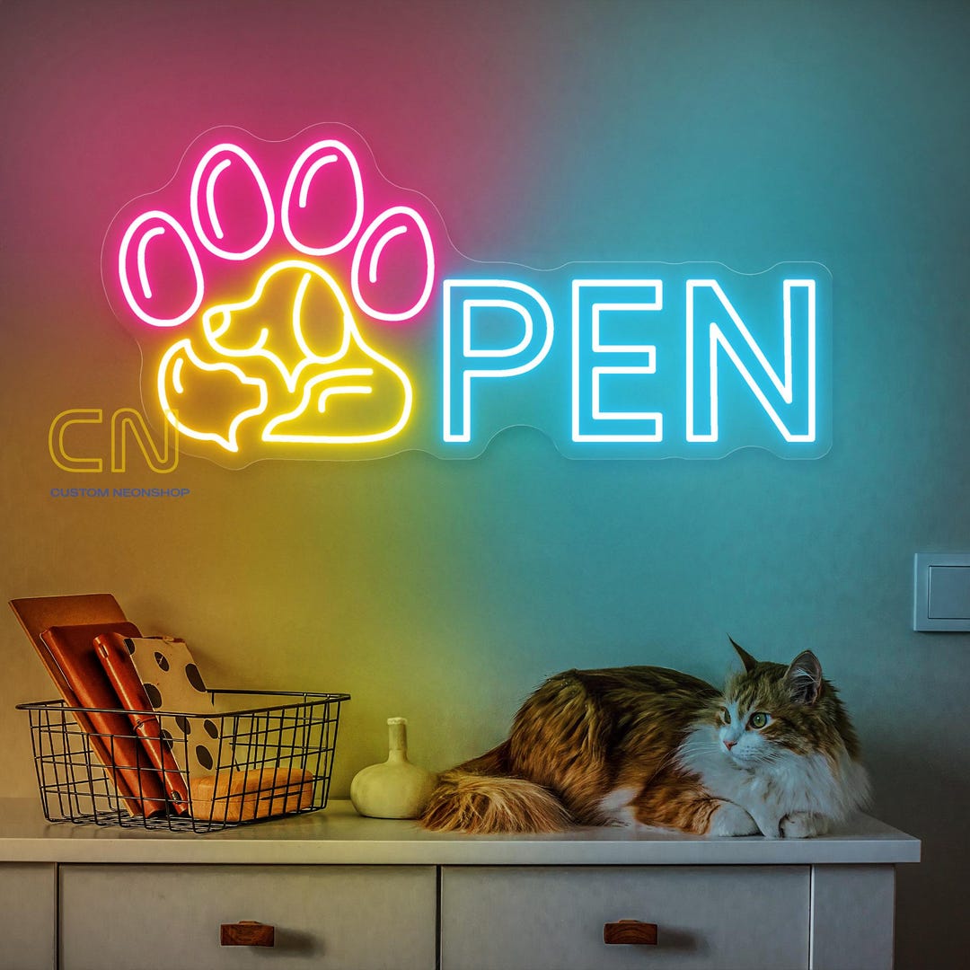 Pet Open Neon Sign, Open Neon Sign, Pet Shop Welcome Sign, Open Sign ...