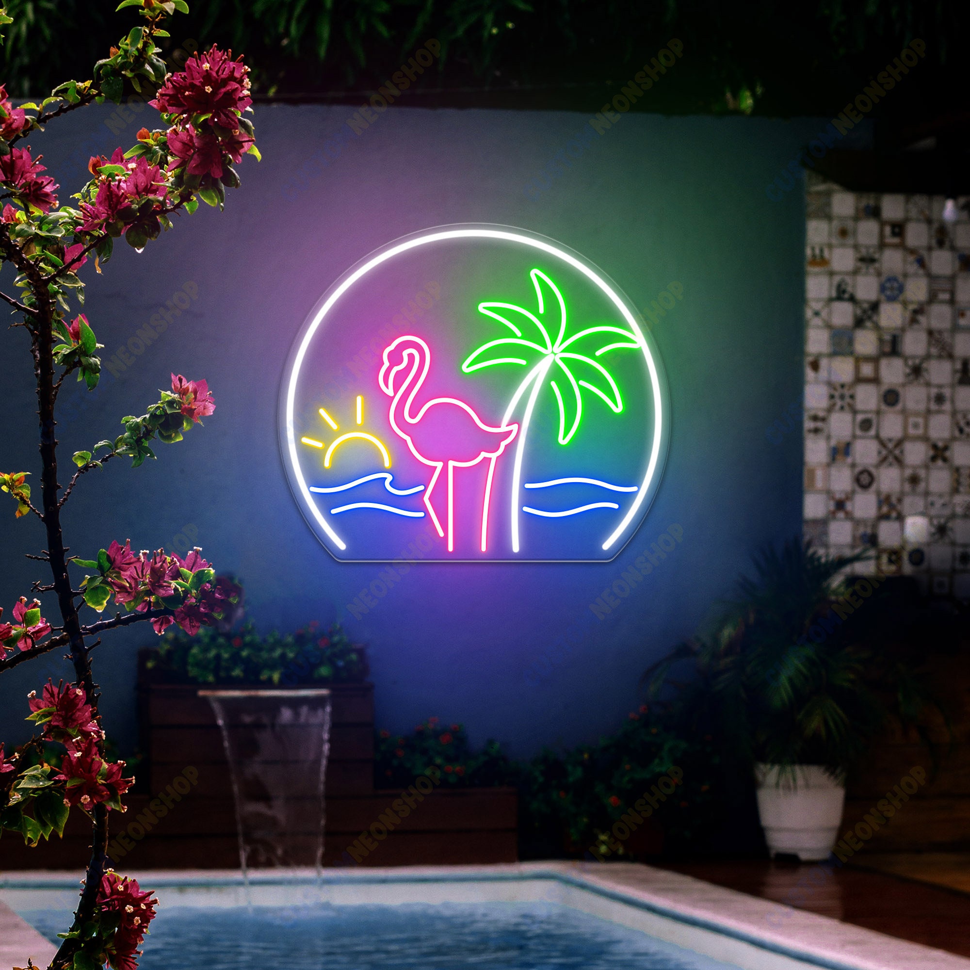 Flamingo Neon Sign Palm Tree Neon Sign Flamingo Decor Neon - Etsy