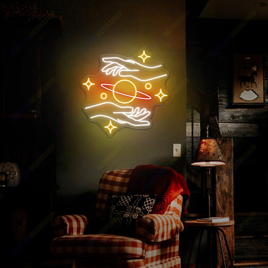Galaxy Moon and Star Neon Sign, Planet Neon Sign, Galaxy Neon Sign ...