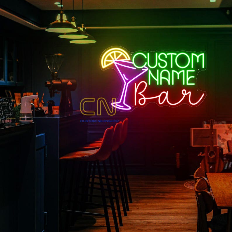 Custom Name Bar Neon Sign, Led Light Cocktail, Cocktail Bar Neon Sign ...