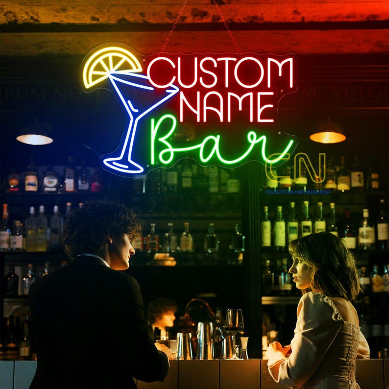 Custom Name Bar Neon Sign, Led Light Cocktail, Cocktail Bar Neon Sign ...