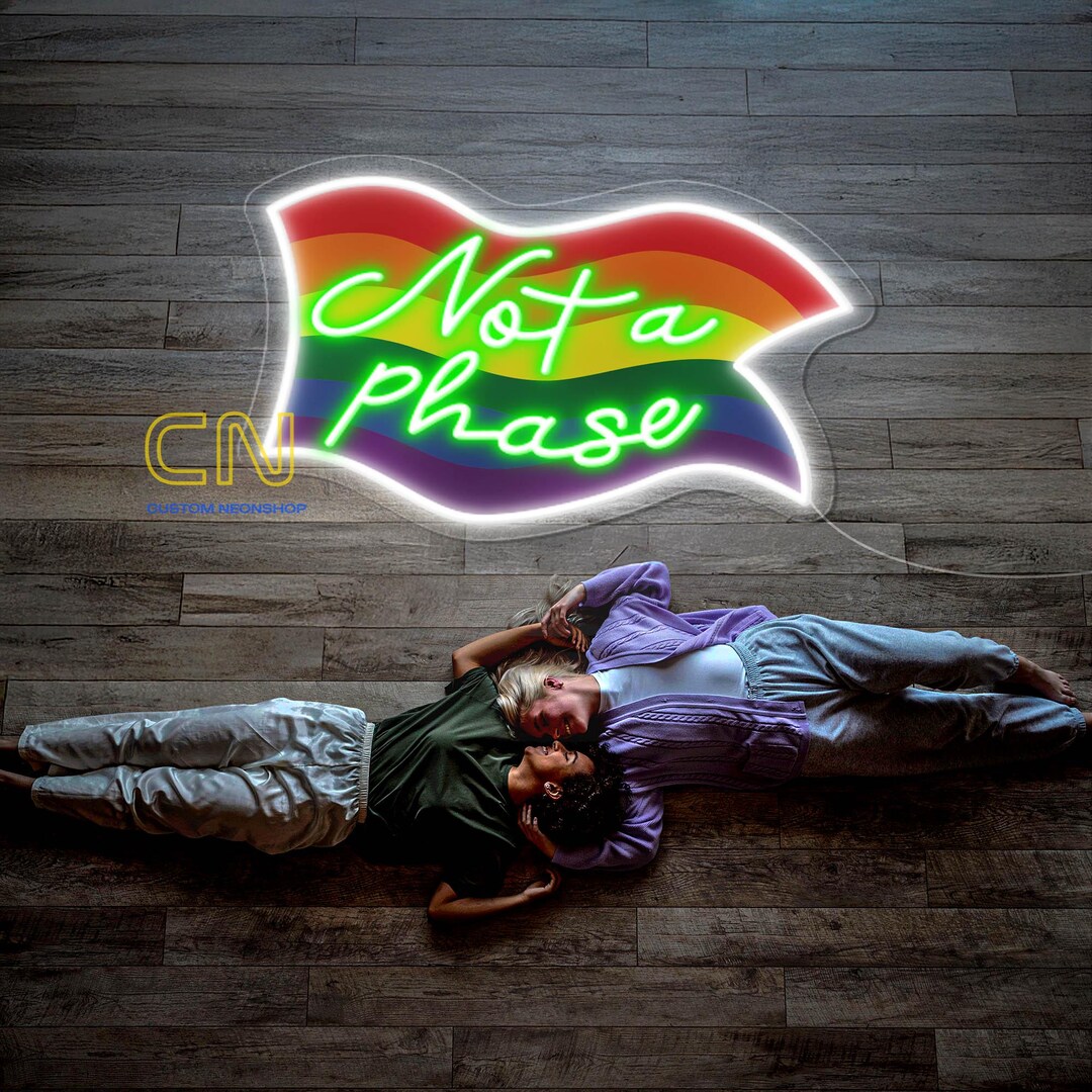 Not A Phase Neon Sign Handmade Moon Phase Neon Light Gay Pride Rainbow ...