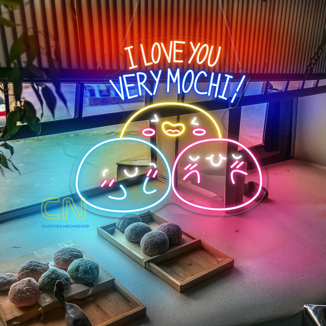 I Love You Very Mochi Neon Sign, Mochi Neon Sign, Mochi Decor Sign ...