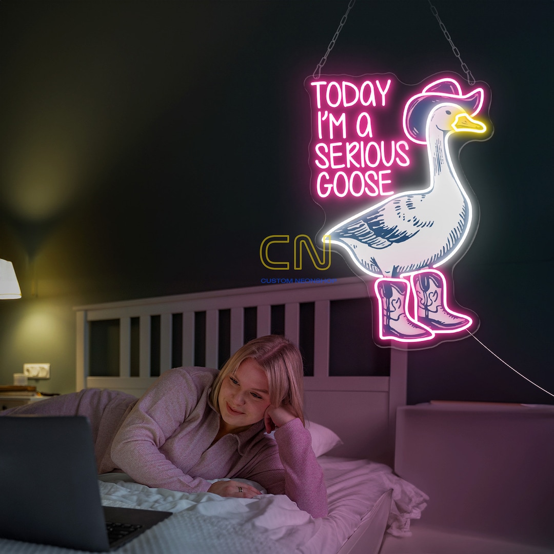 Today I'm a Serious Goose Neon Sign, Goose Neon Sign, Duck Goose Decor ...