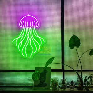 Jellyfish Neon Sign, Jellyfish Wall Art, Jellyfish Wall Decor, Bedroom ...