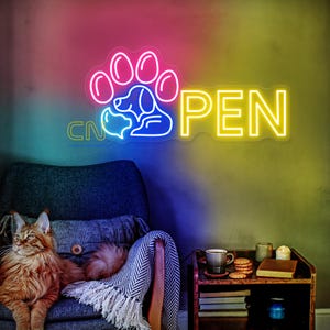 Pet Open Neon Sign, Open Neon Sign, Pet Shop Welcome Sign, Open Sign ...