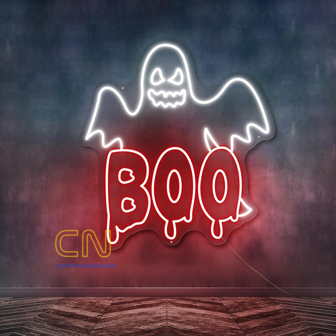 Boo Neon Sign, Ghost Neon Sign, Halloween Decor Sign, Ghost Wall Decor ...