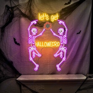 Skeleton Neon Sign Funky Sign Dancing Skull Neon Sign Halloween Neon ...
