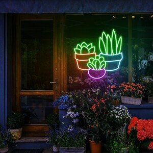 Plants Neon Sign Home Plants Sign Potted LED Green Leaf Neon Light ...