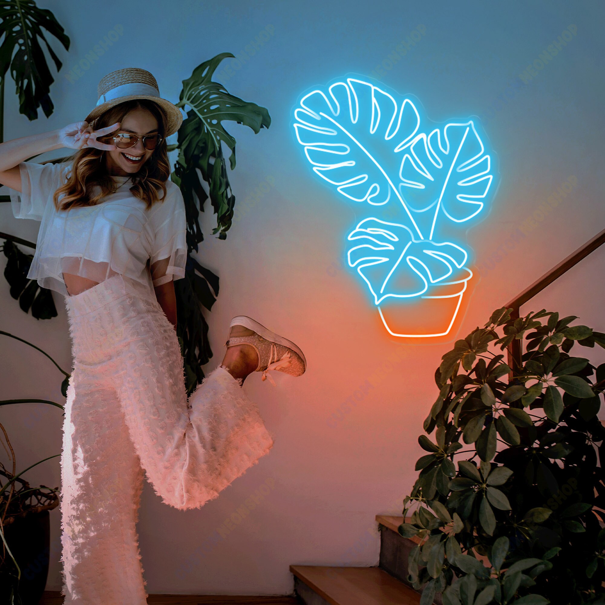 Monstera Leaf LED Neon Sign Plant Neon Sign Green Leaf Neon Sign Neon ...