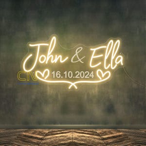 Custom Wedding Neon Sign, Custom Couple Name Date Neon Sign, Wedding ...