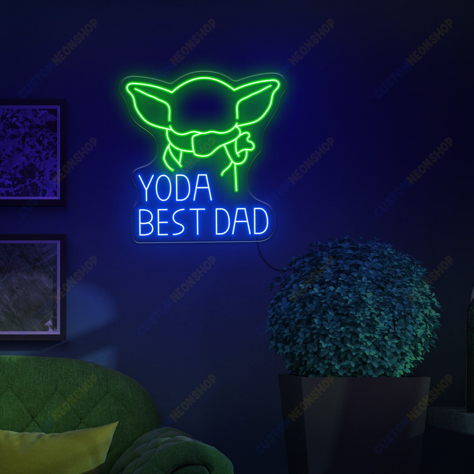 Yoda Best Dad Neon Sign Father's Day Gift Gifts From Daughter, Son Baby ...