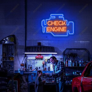 Engine Neon Sign, Check Engine Light Sign, Car Neon Sign, Check Engine ...