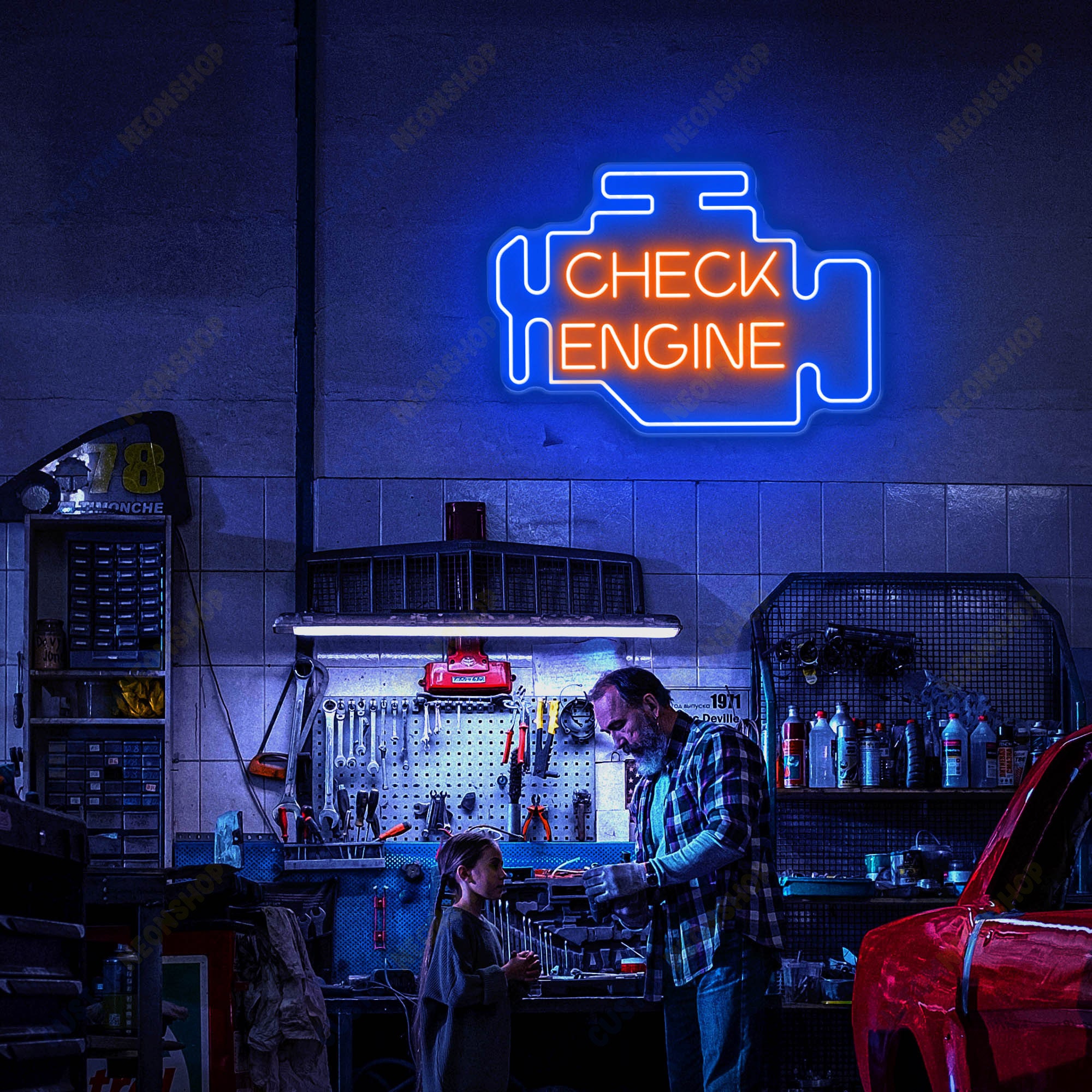 Engine Neon Sign Check Engine Light Sign Car Neon Sign - Etsy