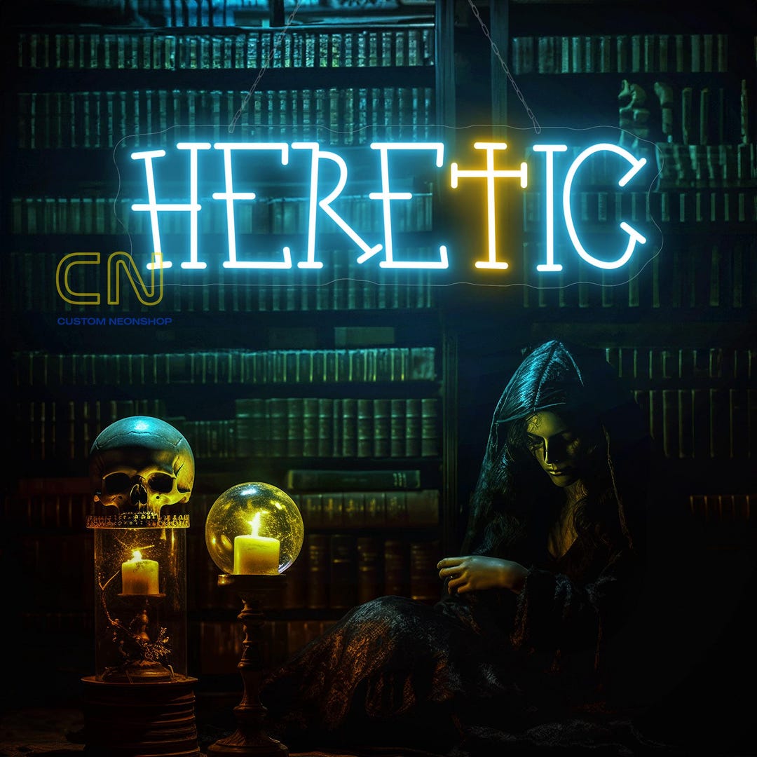 Heretic Neon Sign, Devil Decor Sign, Cross Neon Sign, Gothic Bar Decor ...