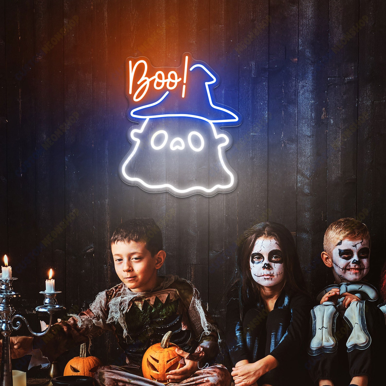 Boo Ghost Neon Sign, Ghost Neon Light, Halloween Neon Sign Happy ...