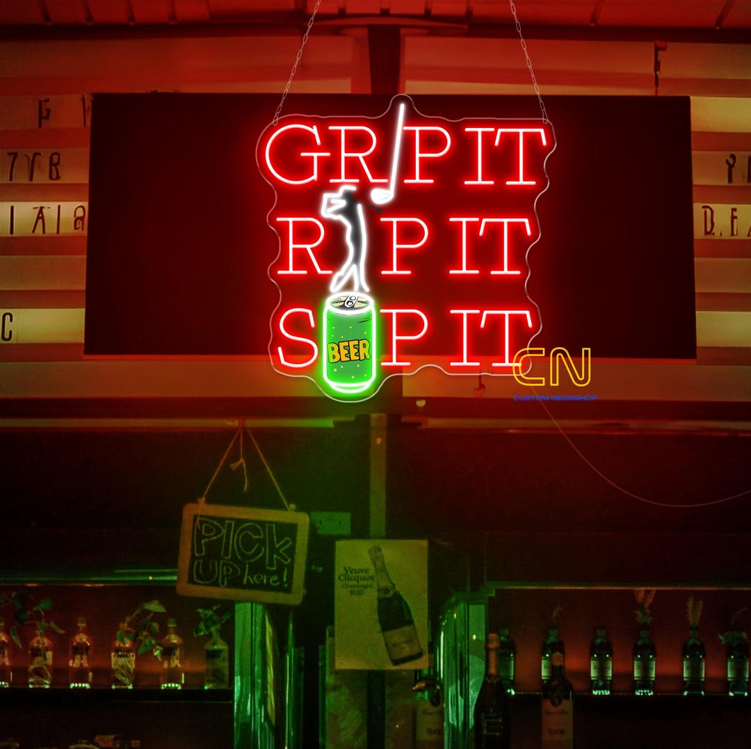 Grip It, Rip It, Sip It LED Neon Sign, Golf Club Decor Sign, Golf LED ...
