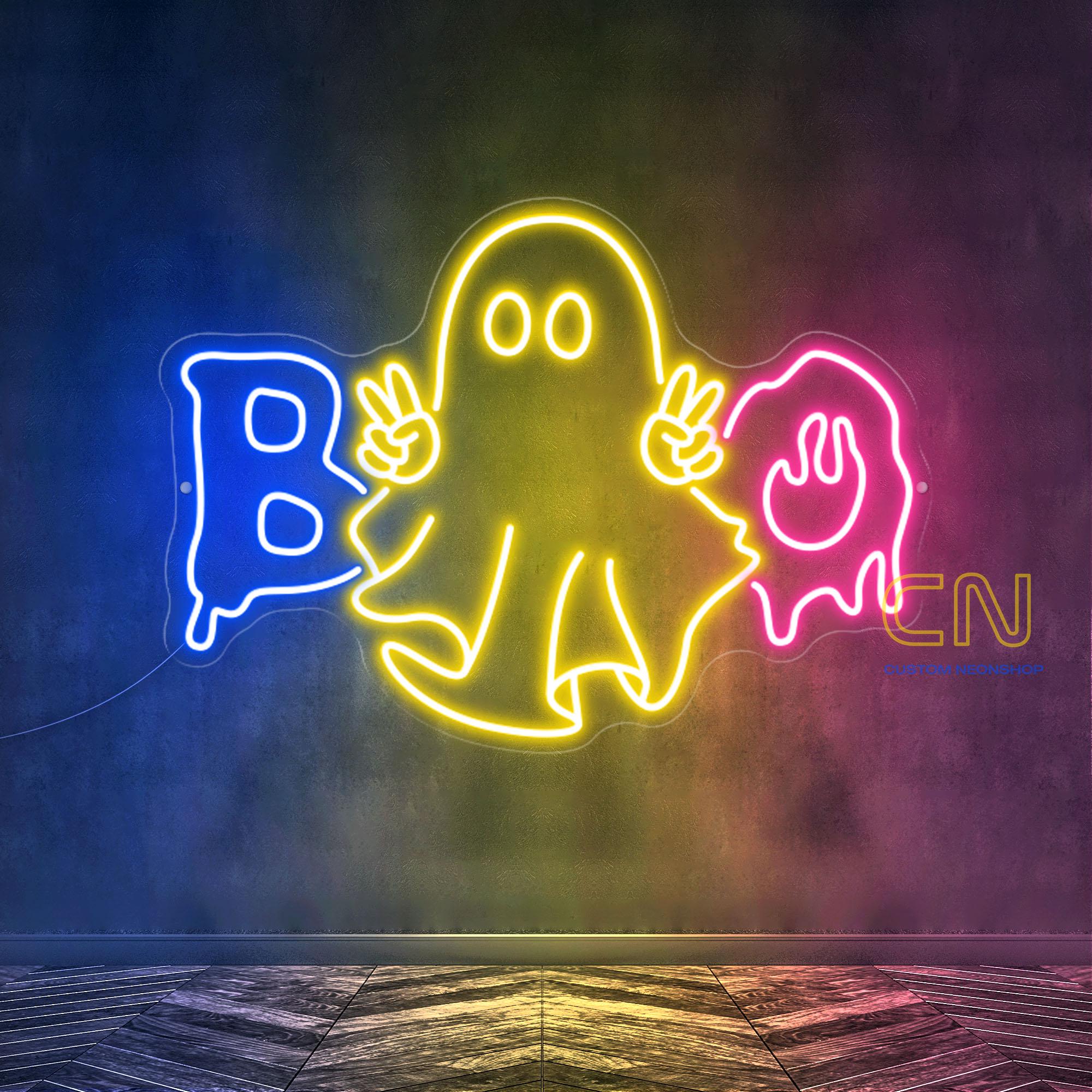 Spooky Boo Neon Sign, Halloween Ghost Neon Sign, Custom Neon Sign, Cute ...