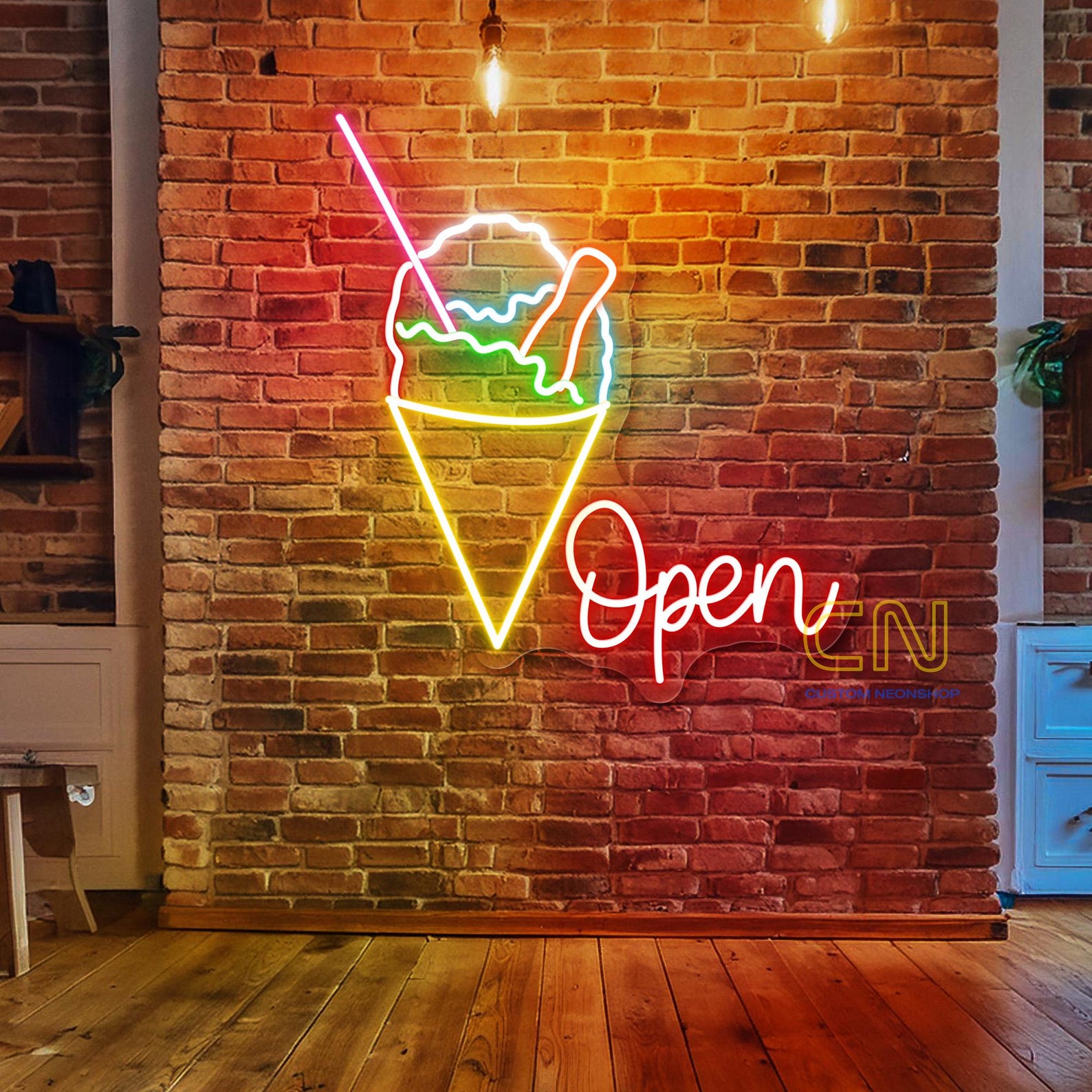 Shaved Ice Open Neon Sign, Shaved Ice Neon Sign, Ice Cream Led Sign ...