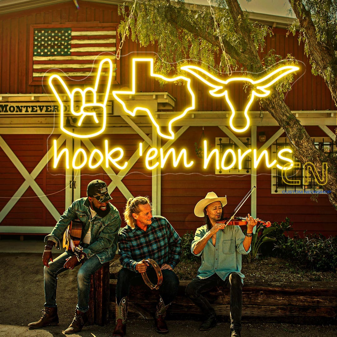 Longhorn Cow Hand Neon Sign, Texas Neon Sign, Gift for Boyfriend ...