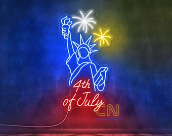 Independence Day Neon Sign Statue of Liberty Neon Light American Neon ...