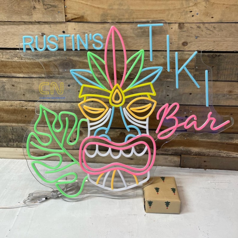 Tiki Bar Neon Sign Custom Bar Signage Tiki Lounge Sign Personalized ...