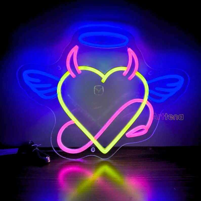 Custom Heart Shape Neon Sign, Minimalist Heart LED Neon Sign, Bedroom ...