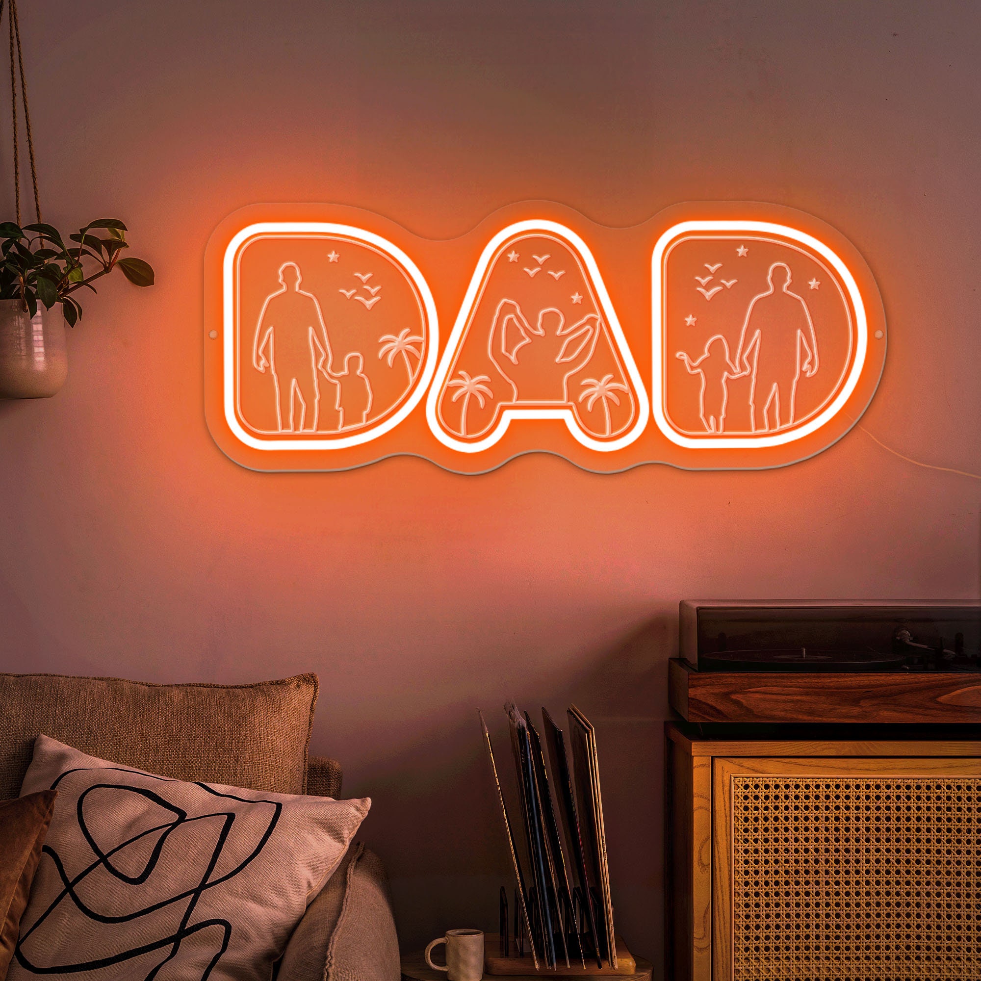 Dad Neon Sign Custom Neon Sign Father Day's Gift 3D Carving Neon Sign ...