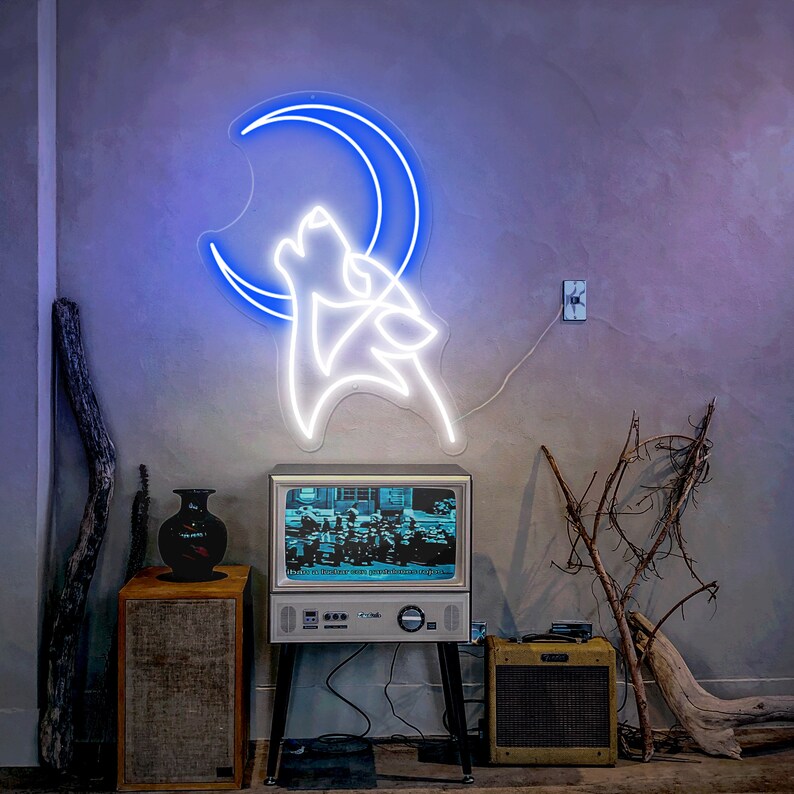 Wolf Neon Sign Custom Wolf LED Sign Wolf and Moon Neon Wolf Light for ...