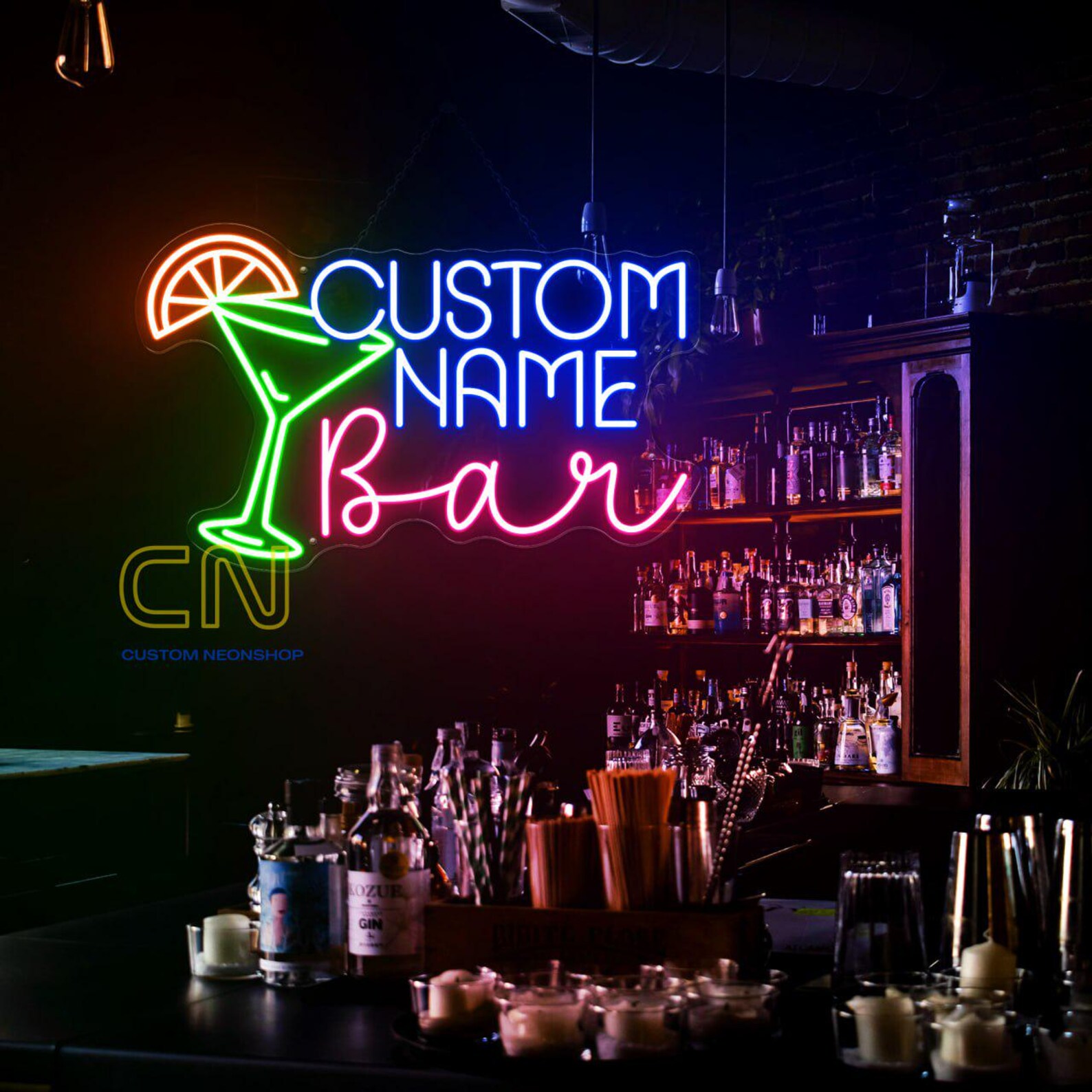 Custom Name Bar Neon Sign, Led Light Cocktail, Cocktail Bar Neon Sign ...