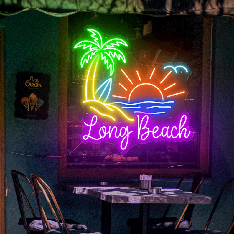 Paradise LED Sign, Beach Neon Light, Summer Neon Art, Coconut Tree Neon ...
