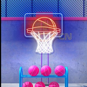 Basketball Hoop Neon Sign, Personalized Basketball Sign, Basketball ...