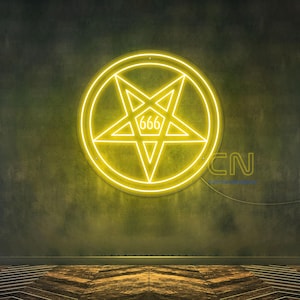 666 Led Inverted Pentagram Sign, 666 Pentagram Neon Sign, Baphomet Home ...