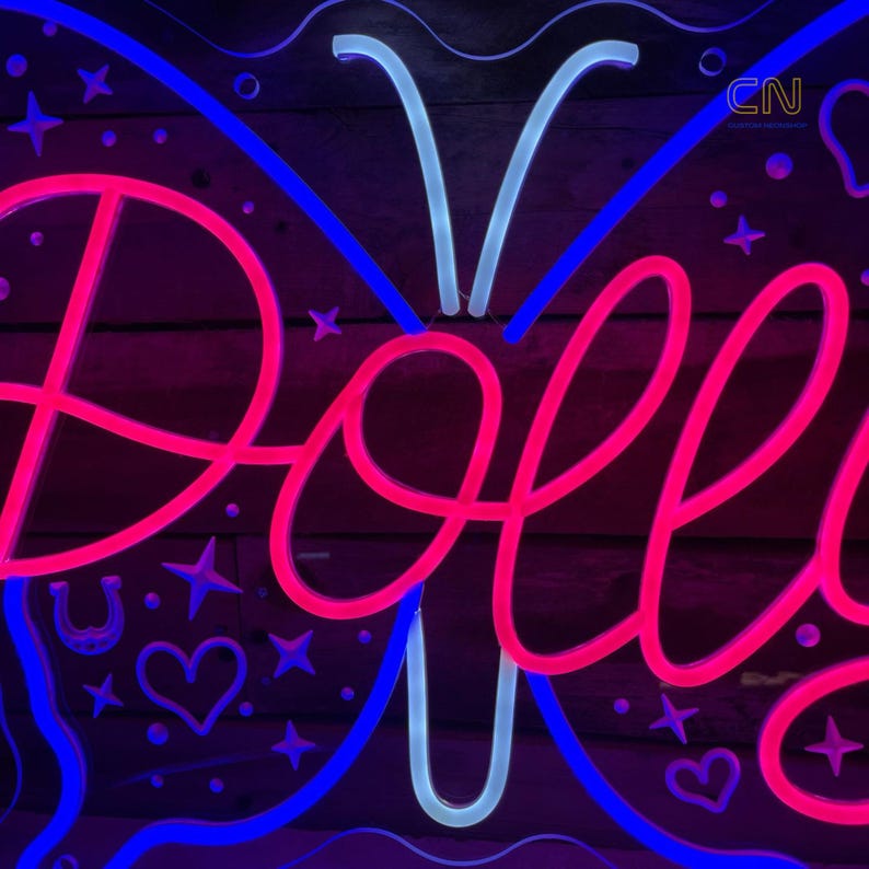 Dolly Butterfly Neon Signs, Custom Neon Sign, Pink Led Lights ...