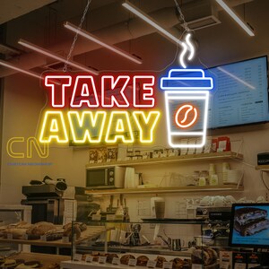 Take Away Neon Sign Coffee to Go Neon Light Custom Coffee Shop Logo LED ...