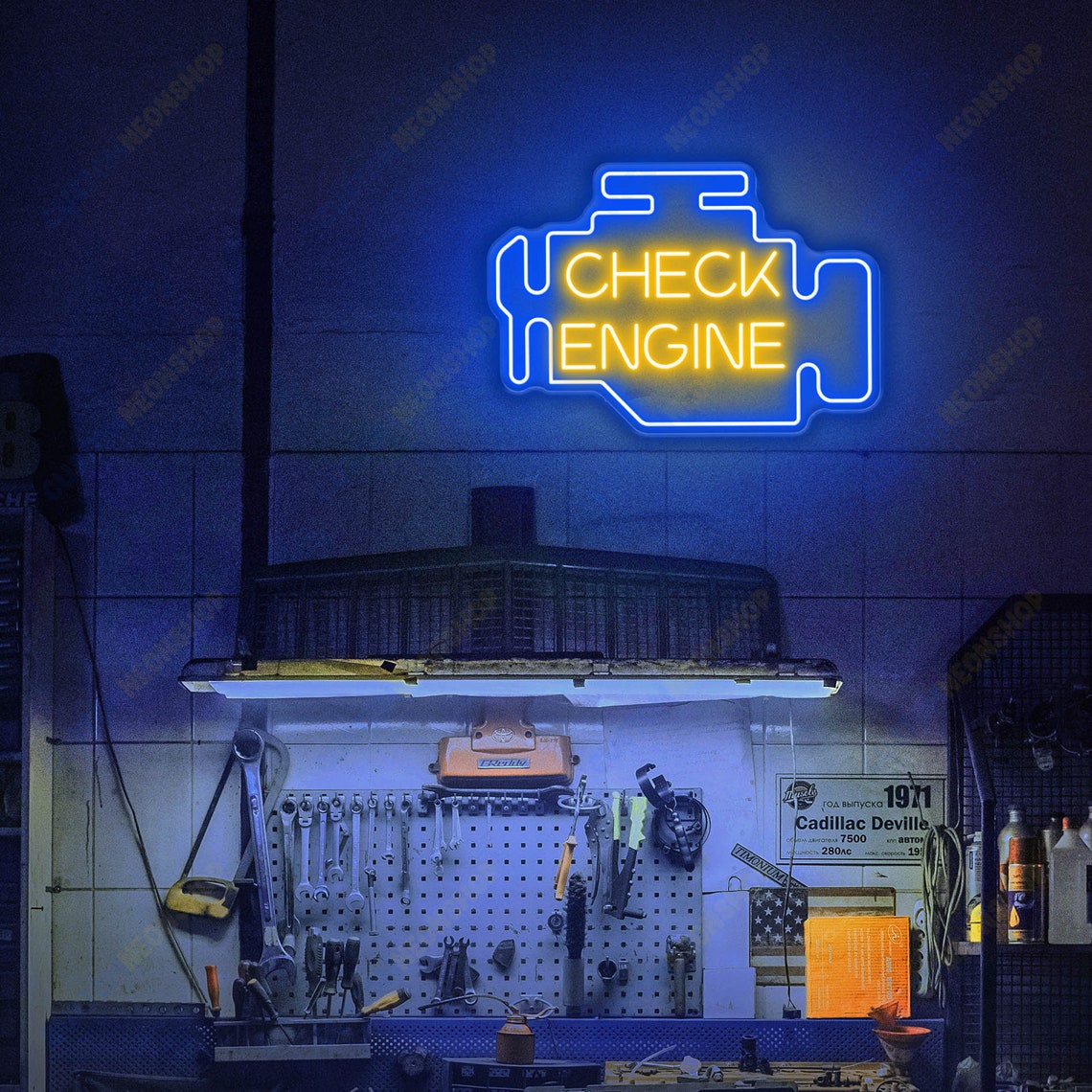 Engine Neon Sign, Check Engine Light Sign, Car Neon Sign, Check Engine ...