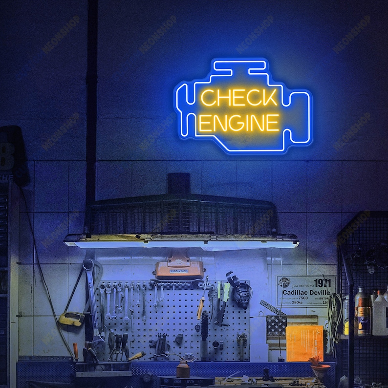 Engine Neon Sign Check Engine Light Sign Car Neon Sign - Etsy