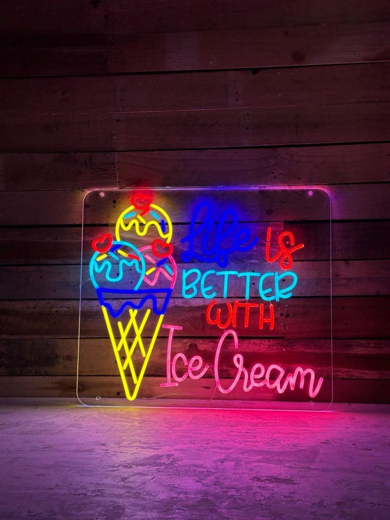 Shaved Ice Open Neon Sign, Shaved Ice Neon Sign, Ice Cream Led Sign ...