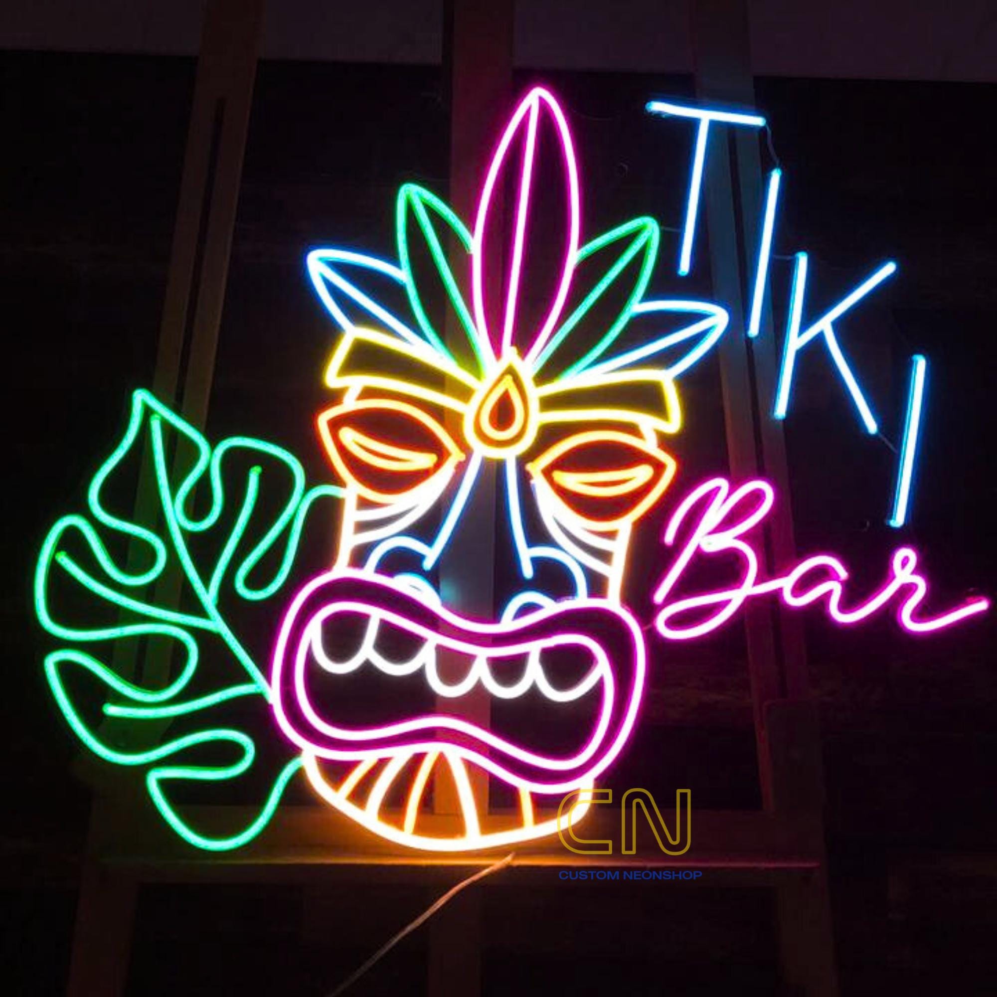Tiki Bar Neon Sign, Custom Bar Signage Tiki Lounge Sign, Beach Tiki ...