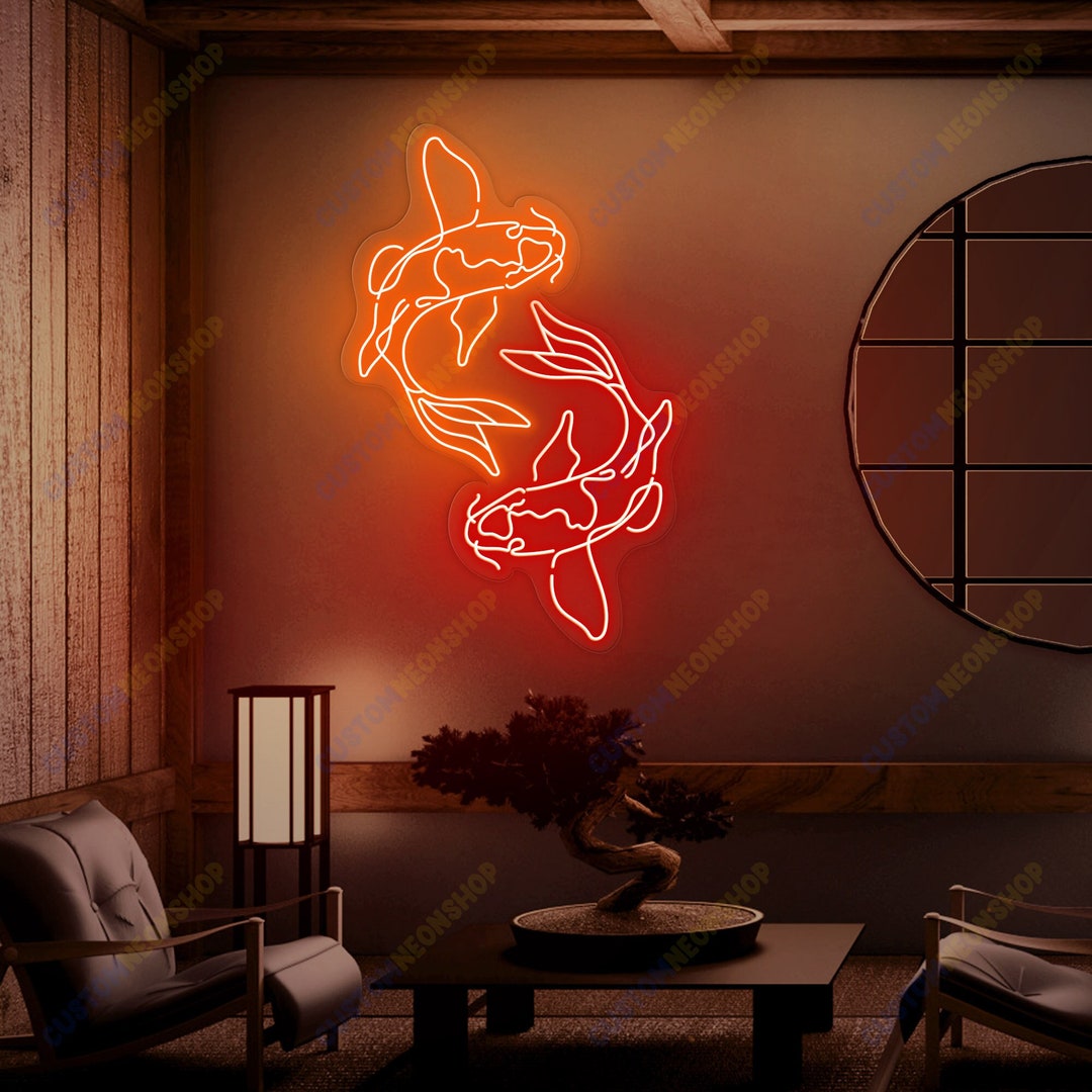 Koi Fish Neon Sign Koi Neon Sign Custom Japan Neon Sign Personalized ...
