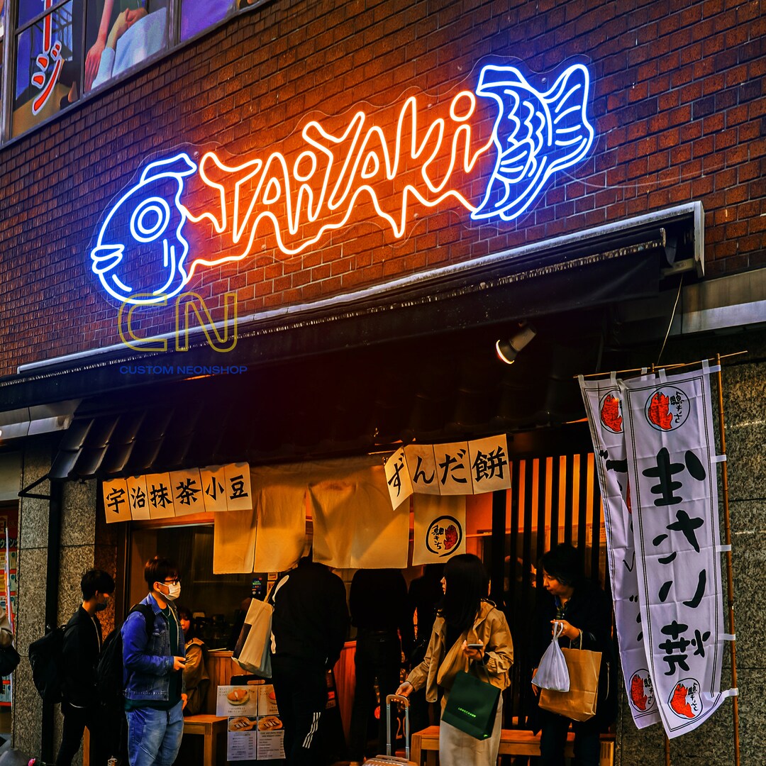 Taiyaki Neon Sign, Sweet Japanese Taiyaki Neon Light, Fish-shaped Cake ...