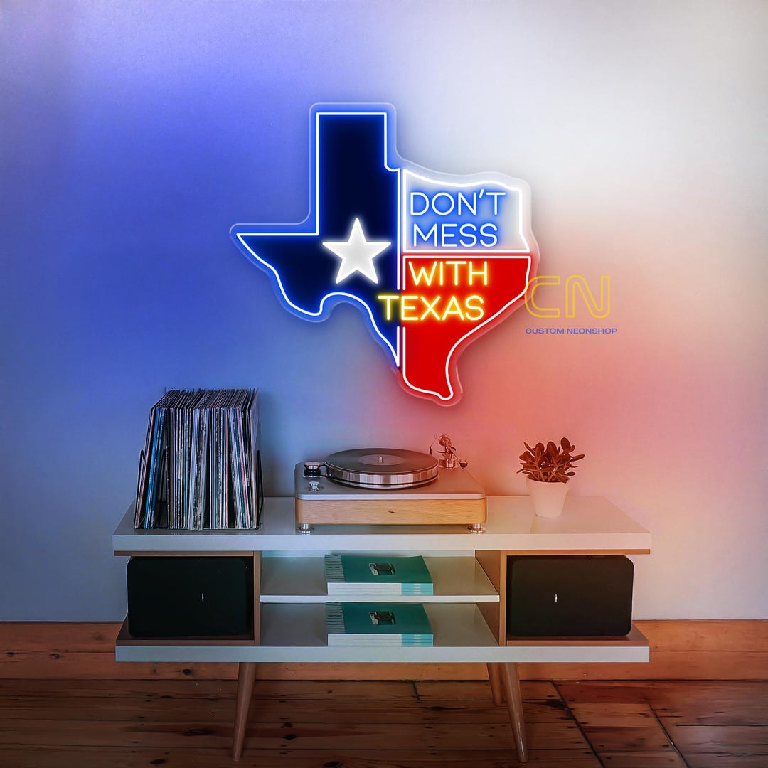Custom Texas Map Wall Art LED Sign Personalized Texas State Name Sign ...