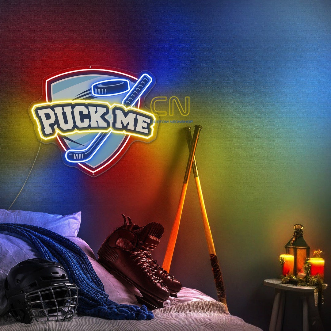 Puck Me Neon Sign, Hockey Neon Sign, Hockey Led Sign, Sport Neon Sign ...